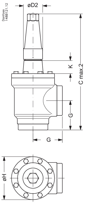 Shut-off valve, SVA-S 200, Steel, Max. Working Pressure [psig]: 754 ...